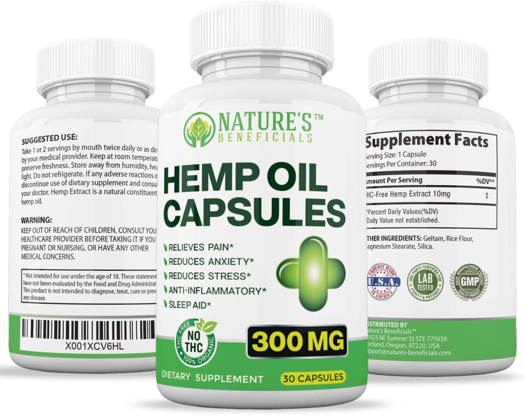 Organic Hemp Capsules 300 MG - Nature's Beneficials